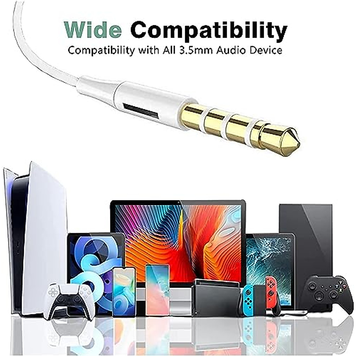 2 Pack Earbuds with 3.5mm Plug Wired Headphones/Earphones Built-in Microphone & Volume Control Compatible with iPhone,iPad,iPod,MP3/4,Android and 3.5mm Audio Devices