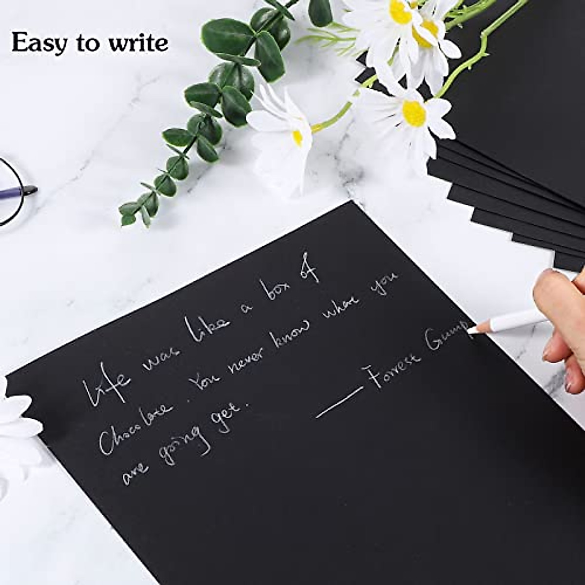 15 Sheets Black Cardstock 8.5 x 11, 250gsm/92lb Thick Paper Cardstock Black Construction Paper for Crafts, Christmas Gift Card Making, Invitations, Printing, Scrapbook Supplies, Stocking Stuffers