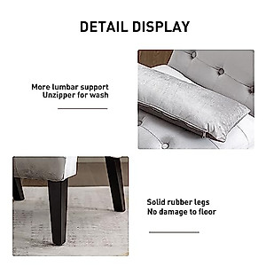 Bonzy Home Modern Accent Chairs for Bedroom Living Room Button-Tufted Velvet Reading Nook Lounge Chairs Upholstered Armless Slipper Chairs with Wooden Legs, Bright Sliver