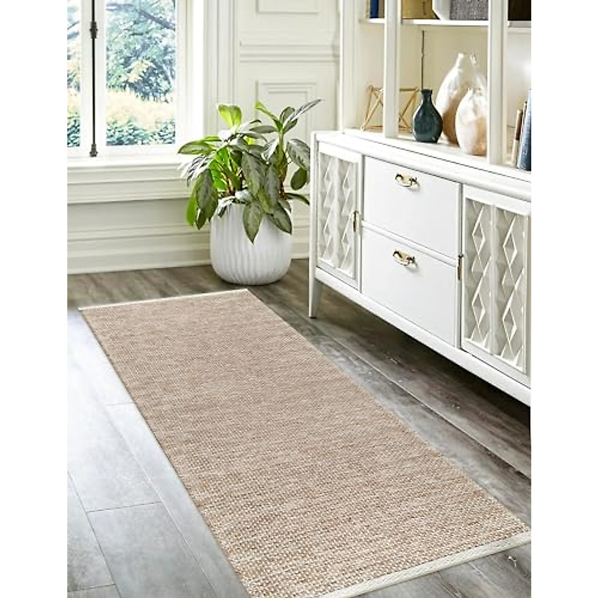 Hausattire Jute Woven Runner Rug 2'x6' - Natural, Long Boho Farmhouse Rugs for Hallway, Living Room, Bedroom, Kitchen | Beige Rustic Floor Mat for High Traffic Area - 24x72 Inch