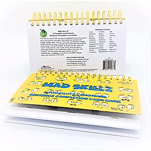 MAD Skillz: A Thoughts & Emotions Sentence Completion Card Game for Taking Control of Feelings/Emotions; Autism; ADHD; Helps Kids Make Positive Choices; Teaches Mindfulness; Hardcover and Laminated