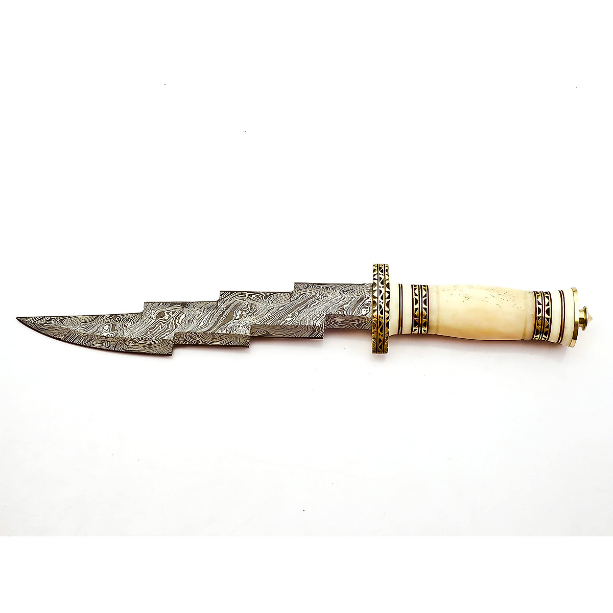 Skokie Knives Custom Damascus Steel Hunting Knife Camel Bone Handle-Handmade Premium Quality Edge Fixed Blade–Multipurpose–Ideal for Survival Camping Hiking Outdoor Every Day Carry Professional