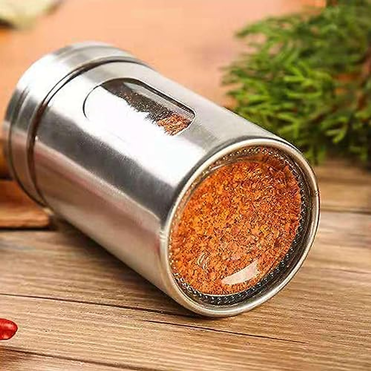 Salt Shaker, 80ml Seasoning Pepper Bottles with Rotary Cap, Stainless Steel Spice Dispenser, Spout Shape Salt Shaker, Salt Grinder and Container for Home Hotels Black Pepper White Pepper and Salts