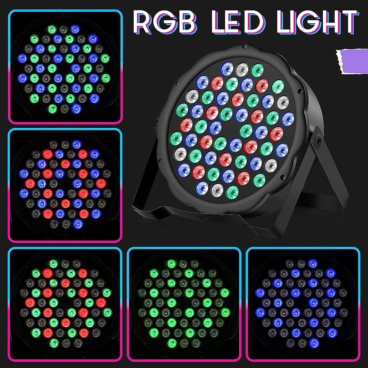 8PCS LED Stage Lights RGB - 54x3W DJ Par Lights,Gradient,DMX Controlled Sound Activated Auto,Strobe Wash Lights for Party Home Wedding Concert Church Festival Dance Floor Lighting