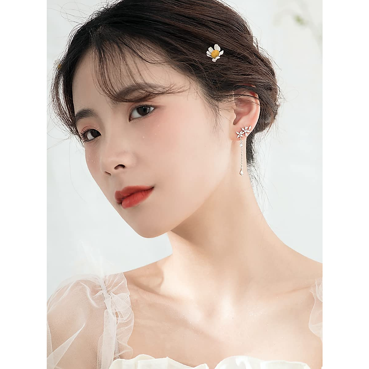 Reffeer 925 Sterling Silver Leaves Wrap Earrings Crawler for Women Dainty Flowers Threader Tassel Chain Jackets Earrings (A-Silver)