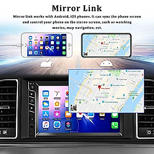 UNITOPSCI Double Din Car Stereo Receiver 7 Inch Touch Screen Bluetooth Hands-Free Car Radio with Backup Camera Remote Control Car MP5 Player FM AUX in USB TF Card Input Car Audio, Mirror Link
