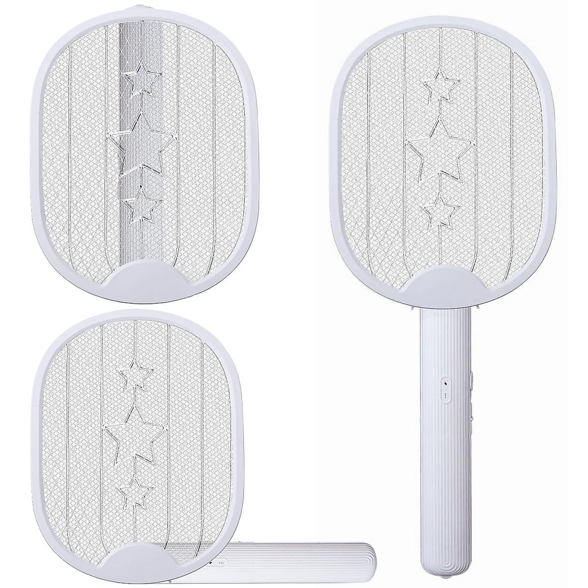 Electric Fly Swatter Rechargeable - Foldable Hand Held Bug Zapper Racket - Fly Swatter Electric - Powerful Instant Insect Killer - USB Rechargeable Portable Fly Zapper - Indoor Outdoor Pest Control