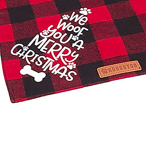ADOGGYGO Christmas Dog Bandanas, Classic Plaid Dog Christmas Scarf Bib, Multiple Sizes Offered, Woof You Merry Christmas Bandanas for Large X-Large Dogs Pets (X-Large, Red&Green-3)