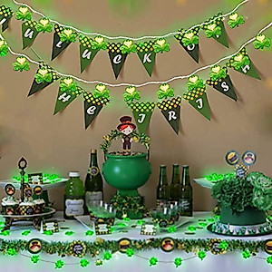 Shamrock String Lights, 8.5Ft St Patrick's Day Decorations String Lights with 10 Clover Lights, Connectable Shamrock Indoor Fairy Lights for St Patrick's Day Party Irish Holiday Garden Decor, White