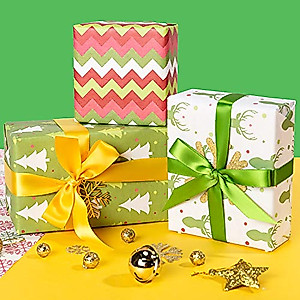 WRAPAHOLIC Wrapping Paper Sheet - Christmas Kraft Wrapping Paper - 1 Roll Contains 8 Sheets - 17.5 inch X 30 inch Per Sheet