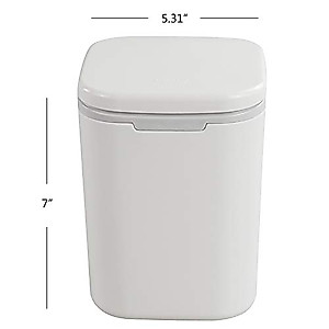Xowine 0.5 Gallon Plastic Mini Push-Button Garbage Can, 2 L Desktop Mini Trash Can, White