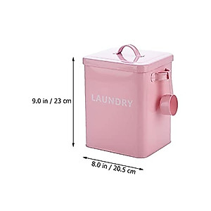 Cabilock Laundry Detergent Powder Storage Tin Box with Scooper Food Storage Container Canister Farmhouse Room Decor For Pods Capsules Flour Sugar Rice Pink