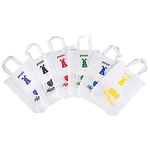12 Pack Easter Basket Bags Easter Egg Bunny Gifts Happy Easter Rabbit Peeps Non-Woven Tote Bag with Handles Easter Egg Hunt Supplies for Kids Students