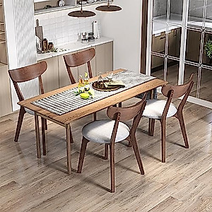 ERGOMASTER Dining Chairs, Set of 2 Walnut Wood Chairs with Curved Back for Home, Kitchen, Dining Room, Restaurant