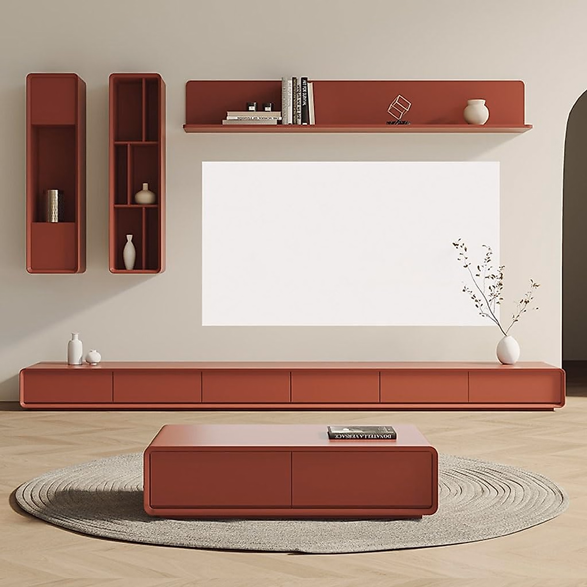 FEELIN TV Console Entertainment Center Creative Paint TV Cabinet Nordic Simple Locker Living Room Simple Modern Floor-to-Ceiling TV Video Cabinet TV Stands for Living Room (Color : 160cm)