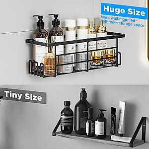 Fogf Shower Caddy 3 Pack, Adhesive Shower Organizer Rack, Wall Mounted, No Drilling, Large Capacity, Rustproof Stainless Steel Bathroom Organizer With 10 Hooks, Shower Caddy Shelf