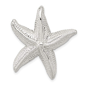 Sterling Silver Polished & Textured Starfish Chain Slide Pendant QQC8695