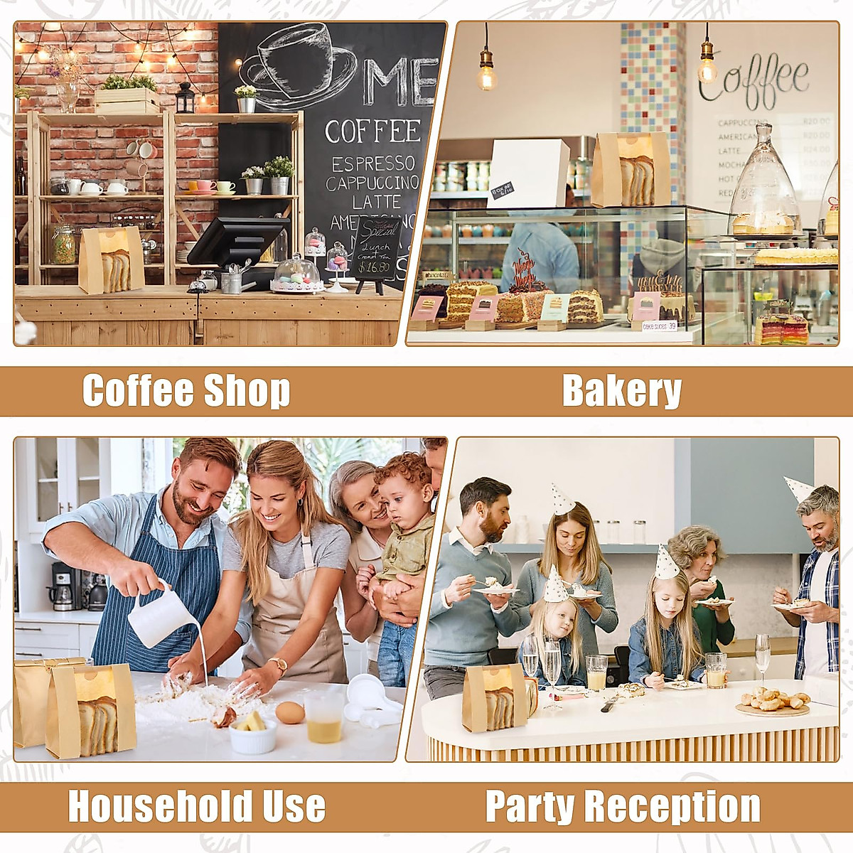 30 Pack Paper Bread Bags for Homemade Bread Sourdough Bread Bags with Window Comes with 32 Stickers Can be Used for Packaging Toast Croissants Bagels Donuts (14 * 8.3 * 3.5 Inch)