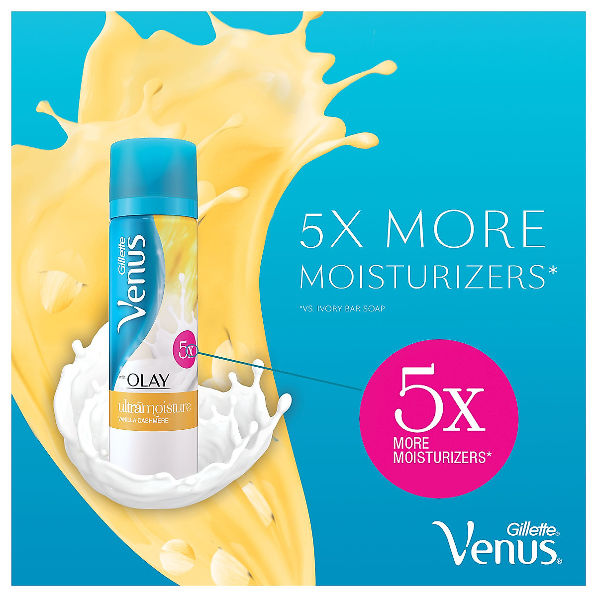 Gillette Venus with Olay UltraMoisture Vanilla Cashmere Women’s 6oz Shave Gel - Pack of 6