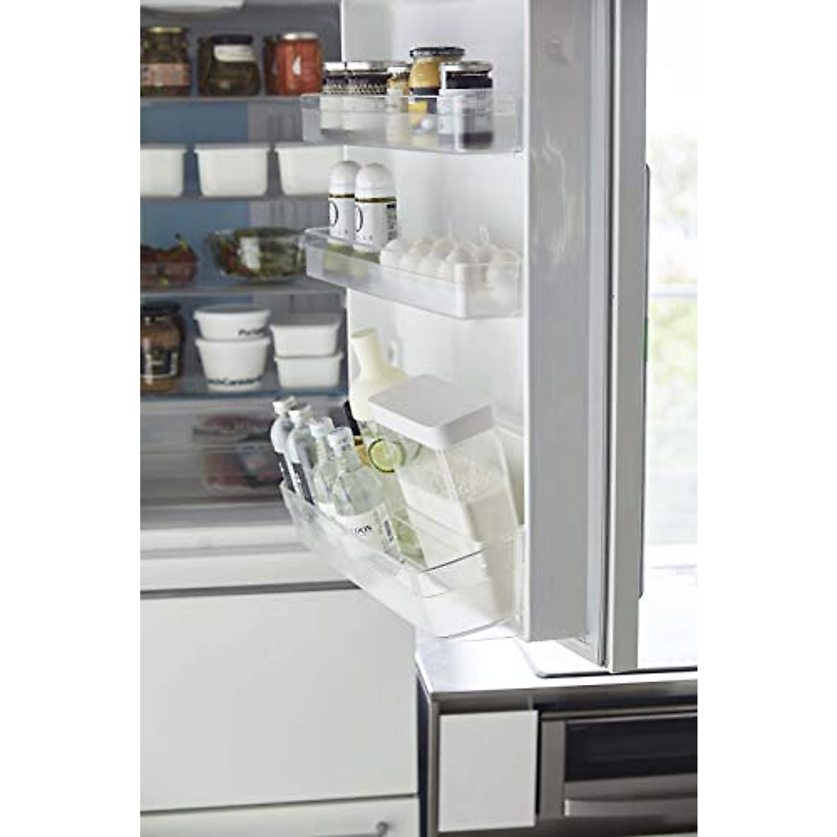 Yamazaki Home Airtight Dry Container with Sliding Lid | Kitchen & Pantry Organization | Cereal, Grains, Pasta, and Flour | Plastic | Food Storage, One Size, White