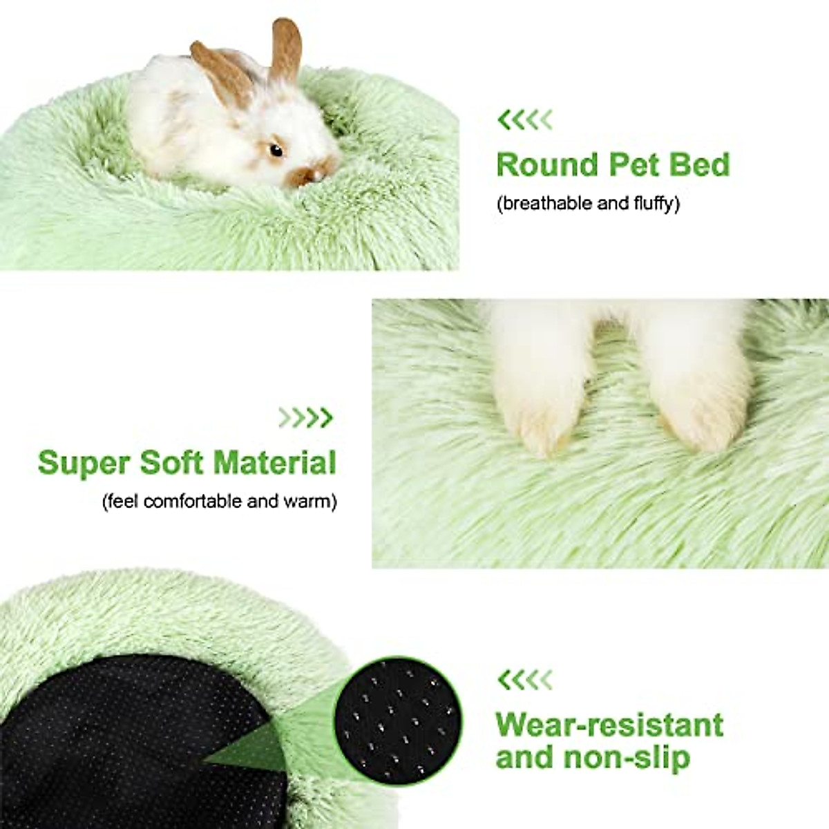 Bunny Bed for Rabbits, Warm Rabbit Bed Small Animal Beds for Guinea Pig, Chinchilla, Chipmunk, Squirrel, Bunny Beds Mat Nest, Green