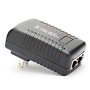 iCreatin Wall Plug POE Injector with 48v Power Supply 802.3af for Most Cisco/Polycom/Aastra Phones and More