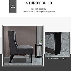 HOMCOM Wingback Double Sofa Linen Fabric Upholstery Button Tufted Loveseat Armless Couch Modern Contemporary Living Room Settee with Wood Legs, Grey