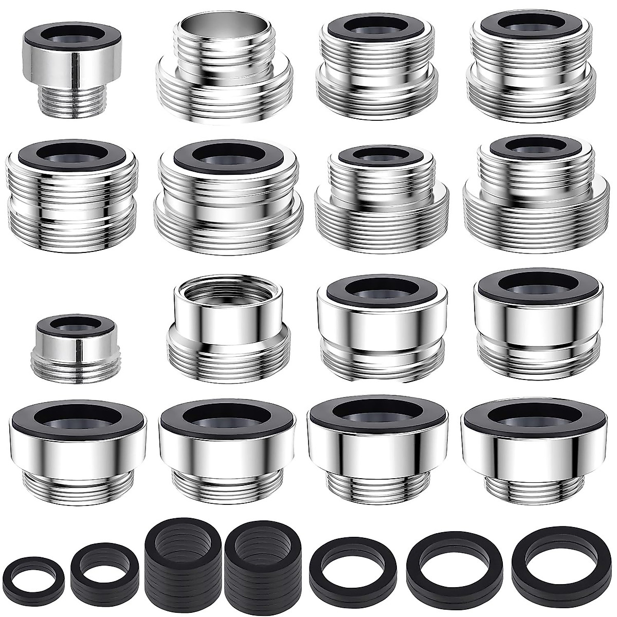 16 pcs Faucet Adapter Kit, CNYMANY Kitchen Aerator Adapter Set Male Female Sink Faucet Adapter Connecting Garden Hose Water Filter Standard Hose via Diverter