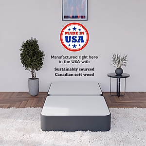 Greaton, 4-Inch Sturdy Box Spring for Mattress Support-Durable and Fully Assembled, Natural Wood Foundation for Twin XL, Black