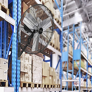 KEN BROWN 30 Inch Industrial Oscillating Wall Mount Fan 9500CFM,Heavy Duty Metal,High Velocity,2 Speed,Black