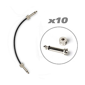 Pyle Pro-Audio Pedal Board Patch Cables-Universal D.I.Y Custom Cut Feet Wire Kit, Right-Angle Low Profile 1/4'' Connectors, Performance, 10 Pieces PSCBLKIT22