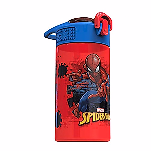 Zak Designs Marvel SpiderMan Kids Spout Cover and Built-in Carrying Loop Made of Plastic, Leak-Proof Water Bottle Design (BPA-Free), Red, 16oz