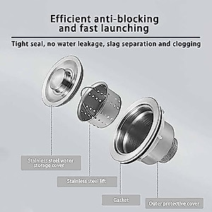 Kitchen sinks, stainless sink, water trough,Stainless steel material, 200mm groove depth, double turret design, all steel drain, suitable for kitchen, bathroom, balcony, bar, hotel, hospital, school (