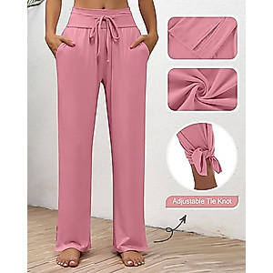 Neer 3 Pack Women's Lounge Pants Wide Leg Yoga Sweatpants with Pockets High Waisted Drawstring Lounge Loose Workout Jogger(Black, Dark Gray, Pink, X-Large)