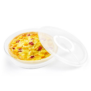 11.5 Inch Clear Pie Containers With Lids and Handle Round Pie Carrier Reusable 2 Compartments Pizza box Leftover Pizza Keeper for Food Cake Cheesecake Tortilla Pastry