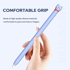 Meowster Case for Apple Pencil 1st Generation iPencil Case Soft Silicone Sleeve Cute Cat Design Holder Protective Cover Accessories Compatible with iPad Pencil 1st Gen (Black)