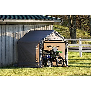 ShelterLogic 6' x 6' Shed-in-a-Box All Season Steel Metal Frame Peak Roof Outdoor Storage Shed with Waterproof Cover and Heavy Duty Reusable Auger Anchors, Grey