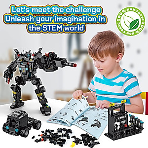 HISTOYE 2 in 1 Excavator or Robot Building Toys Kit Building Blocks Set for Kids 6-12 Erector Set for Boys Age 8-12 Engineering STEM Projects Building Toy Gift for 6 7 8 9 10 11 12 Year Old Boys Kids
