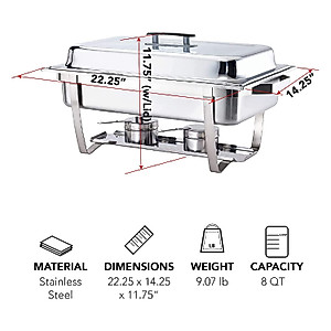 ALPHA LIVING 70014-BLK Chafing Dish Set, 8 QT, 4 Pack - Black Handle