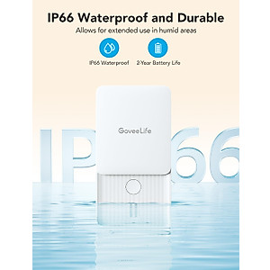 GoveeLife Water Leak Detector 2, LoRa Water Sensor Alarm Monitor Up to 1312ft Open-Air Range, Alexa, App, Email Notifications, Detector Protection for Your Home, Kitchen Sink, Bathroom, Basement