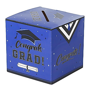 Blue 2024 Graduation Card Box, Card Box for Graduation Party, Graduation Gift Card Box for 2024 Graduation Decorations, Graduation Party Supplies for Class of 2024 High School & College Graduation