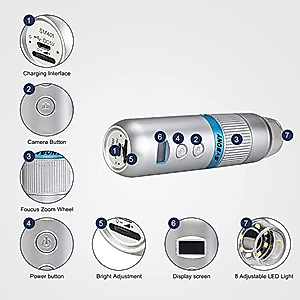 SVBONY SM401 Wireless Digital Microscope, Handheld USB HD Inspection Camera, 50x-1000x Digital Microscopes with Adjustable Stand Holder, Compatible with iPhone, iPad, Android, Mac, Windows Computer