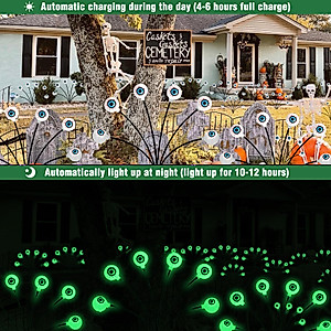 Halloween Decorations Outdoor Solar Scary Eyeball Lights,2PACKS 12LED Green Eyeball Swaying Firefly Lights,Waterproof Solar Halloween Path Lights for Yard/Garden/Lawn/Party Decor,Green