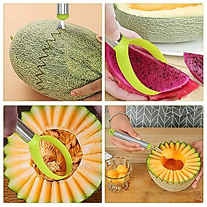 17 Pack Melon Baller Scoop Set - 4 in 1 Stainless Steel Fruit Tool Set Fruit Scooper Seed Remover with Fruit Vegetable Cutter Shapes Set Fruit Peeler for Fruit Slicer Dig Pulp Separator (A)
