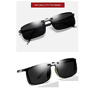 Polarized Clip On Sunglasses for Men Women Clips for Glasses Non-Flip Up for Outdoor/Driving