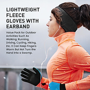 FINGER TEN Winter Running Gloves Men Ladies Women for Cold Weather with Grip Lightweight Touchscreen Warm Gloves with Headband for Walking Driving Cycling Hiking (Blue, X-Large)