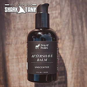 Pete & Pedro AFTERSHAVE BALM – Natural, Artisan-Crafted & Unscented Post Shave Moisturizer | Alcohol Free, Aloe – Soothes, Heals, Refreshes Sensitive Skin & Razor Burn | As Seen on Shark Tank, 4 oz.