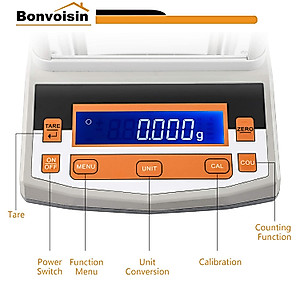 Bonvoisin Analytical Balance 300gx1mg Precision Lab Scale 0.001g Digital Analytical Scale RS232 Interface Laboratory Electronic Balance LCD Display with Windshield (300g, 1mg)