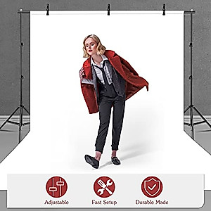 Kshioe Backdrop Support Stand 6.4x10FT Photo Backdrop Stand Adjustable Photography Studio Background Support System Kit with Carrying Bag and 3 Clamps for Photo Video Shooting, Wedding, Party