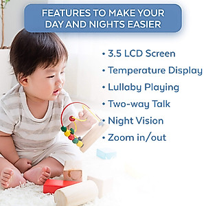HD Baby Monitor with Camera and Audio | 2-Way Long-Range Video Baby Monitor with Wide-Angle, Night Vision Temperature, and Pan-Tilt Remote